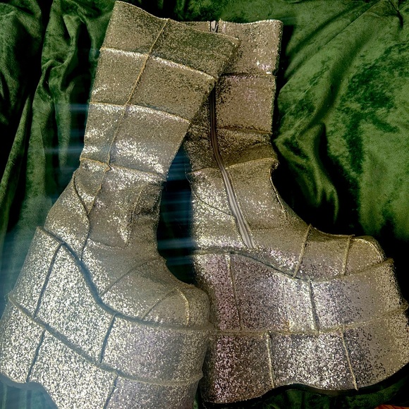 Demonia | Shoes | Demonia Glitter Platform Boots Size 6 | Poshmark